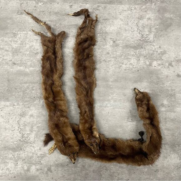 Accessories | Vintage Minkfur Stole Wrap 4 Pelts Full Body Scarf Clip ...